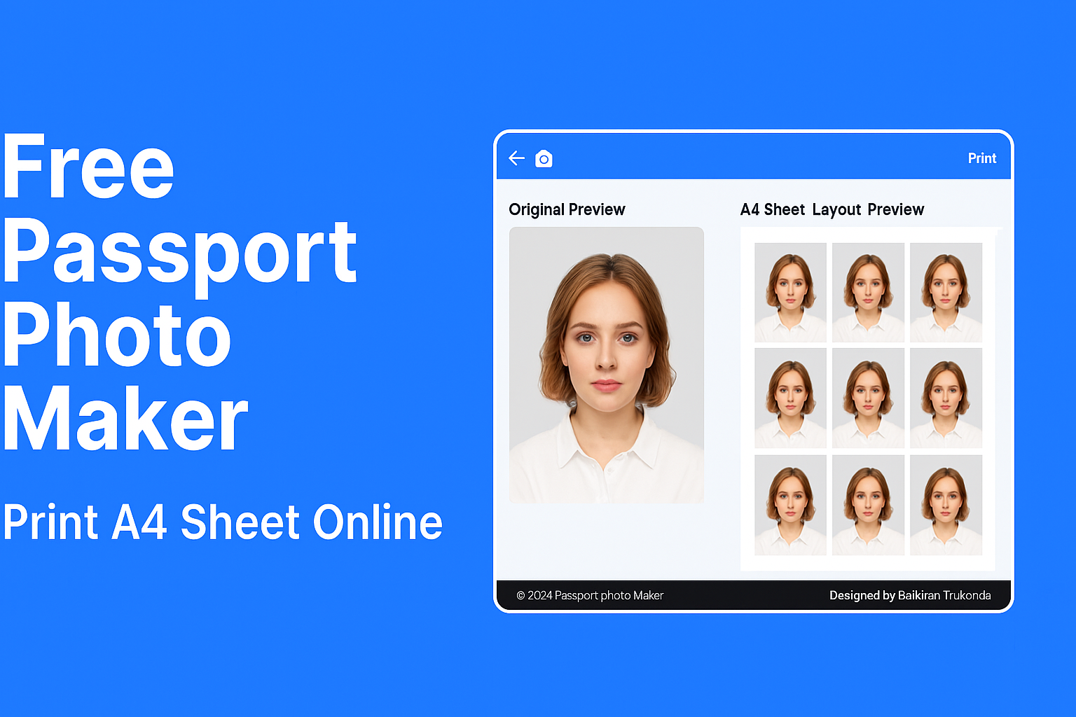 Free Passport Photo Maker - Print A4 Sheet Online | PassPhoto Print